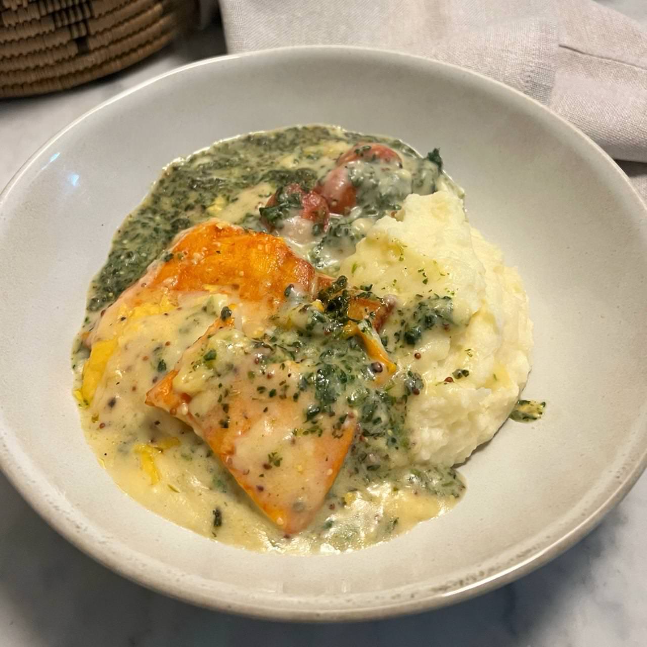 Baked Haddock with Spinach & Creamy Sauce - Mother City Fish